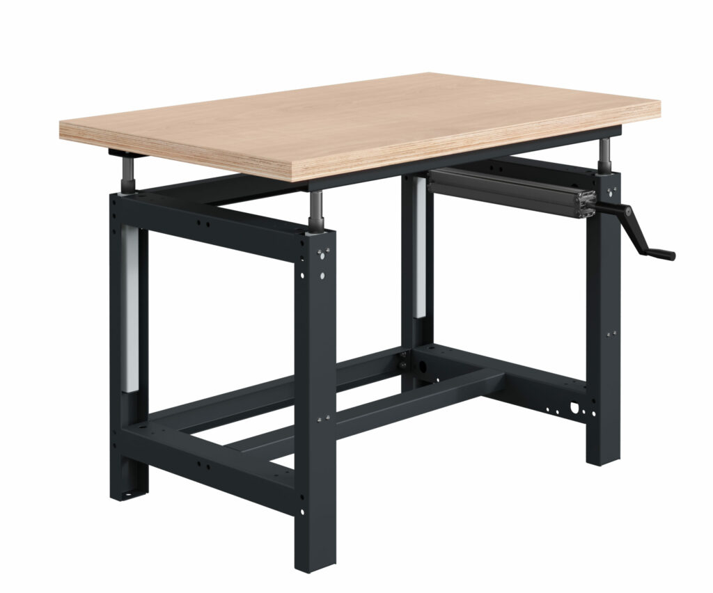 Établi réglable en hauteur par manivelle - 750 x 750 x 790 à 1060 ...